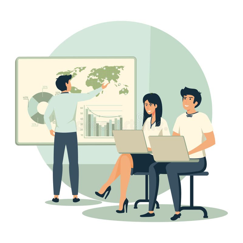 Project Implementation Concept. Group of Colleagues Working on the ...