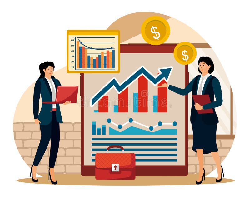 Project Implementation. Two Businesswomen Analyzing Graphs and ...