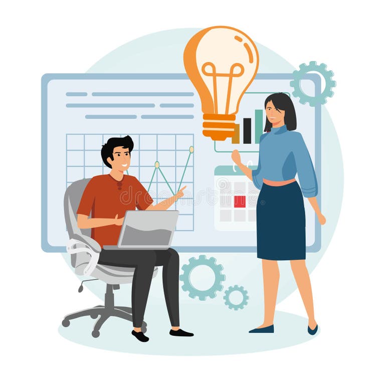 Project Initiation Concept. Collaborative Team Brainstorming Ideas with ...