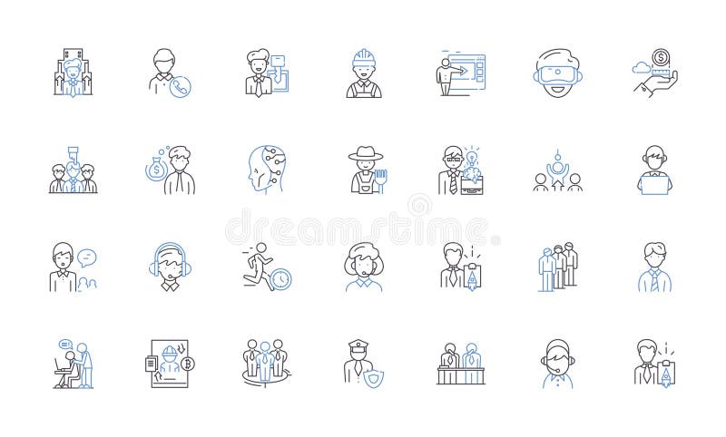 Project Job Line Icons Collection. Management, Design, Development ...
