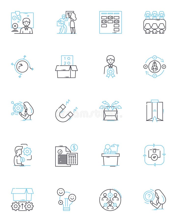Project Kickoff Linear Icons Set. Initiative, Launch, Commencement ...