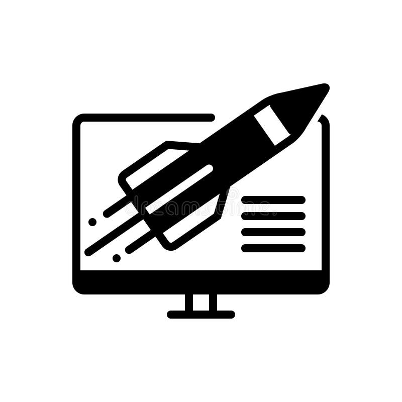 Black Solid Icon for Project Launch, Innovation and Smart Stock ...