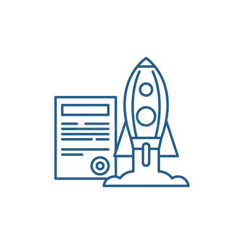 Project Launch Line Icon Concept. Project Launch Flat Vector Symbol ...