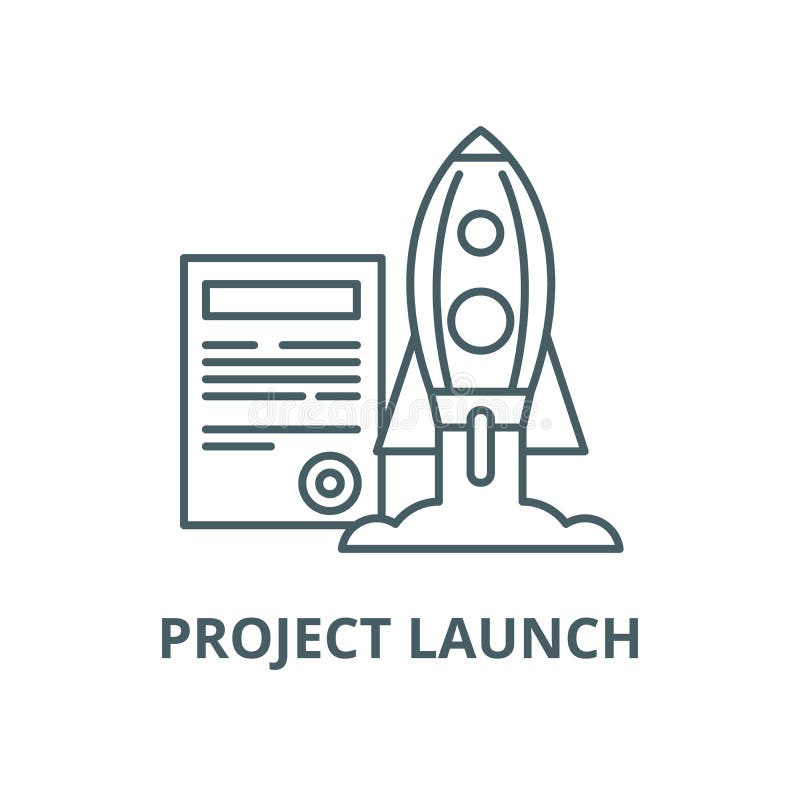 Project Launch Vector Line Icon, Linear Concept, Outline Sign, Symbol ...