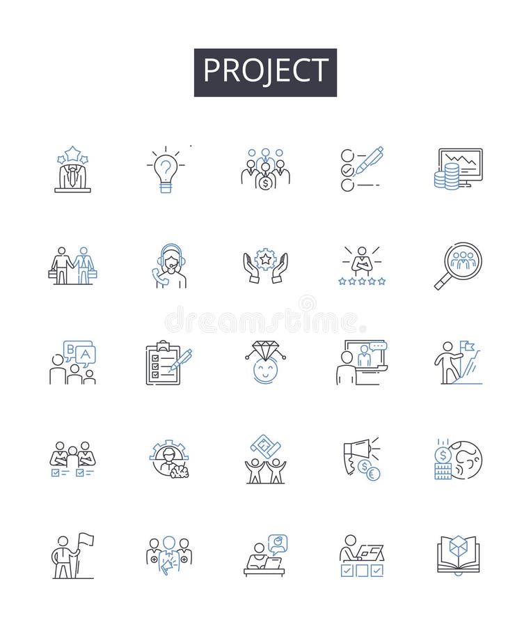 Project Line Icons Collection. Venture, Initiative, Endeavor ...