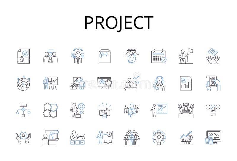 Project Line Icons Collection. Venture, Initiative, Endeavor ...