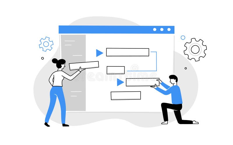 Project Manage Software Work Doodle Line People. Business Project ...