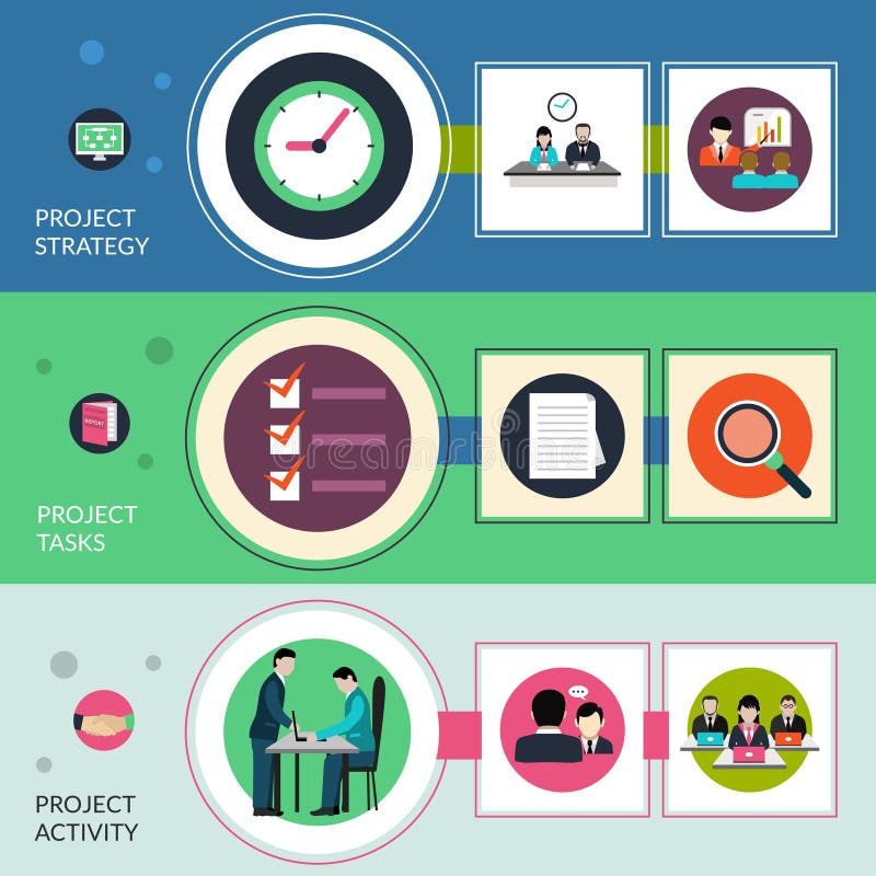 Project Management Icons Black Set Stock Vector - Illustration of ...