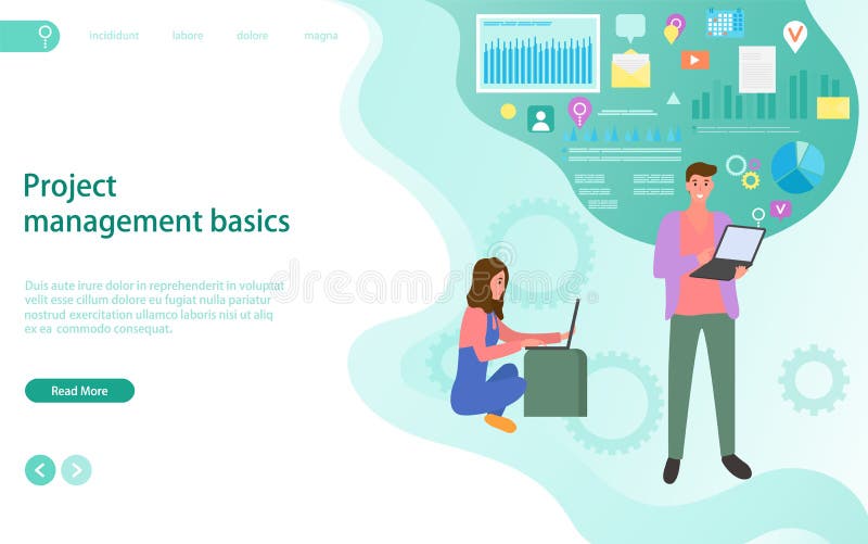 Project Management Basics, Employees Work with Technology. Social ...