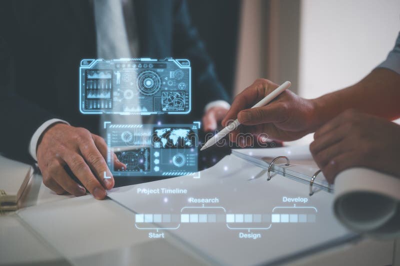 Project Management, Businessman and Contractor Discussion on Data Stock ...