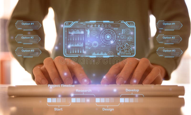 Project Management Chart on Virtual Screen. Schedule Stock Image ...