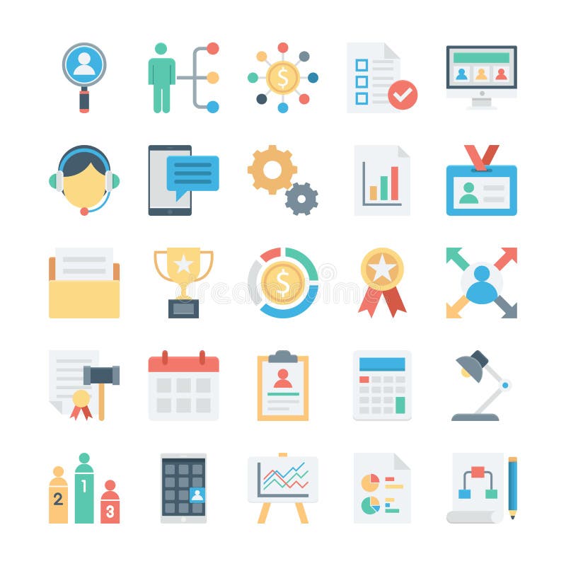 Project Management Colored Icons Stock Illustration - Illustration of ...