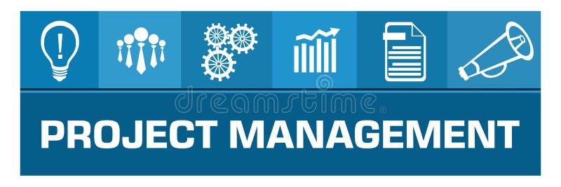 Project Management Blue Box Business Symbols on Top Squares Stock ...