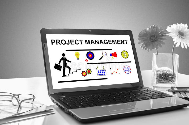 Project Management Concept on a Laptop Screen Stock Image - Image of ...