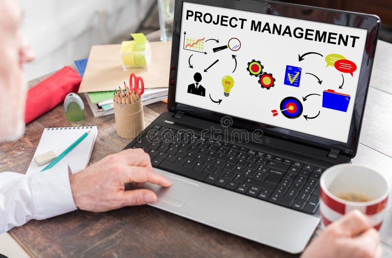 Project Management Concept on a Laptop Screen Stock Photo - Image of ...