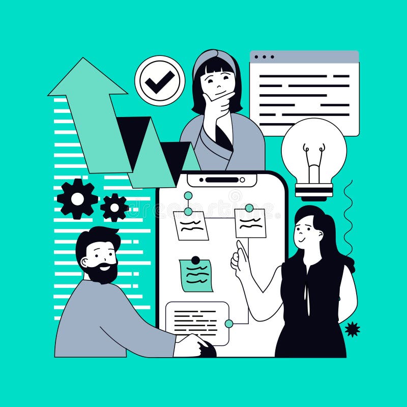 Project Management Concept for Modern Web Design. People Thinking and Brainstorming, Creating ...