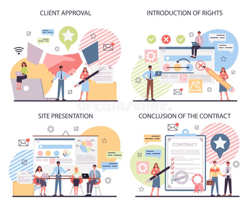 Project Management Concept Set. Conclusion of the Contract,, Stock ...