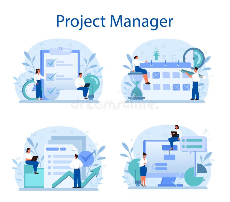 Project Management Concept Set. Successful Strategy, Motivation Stock ...