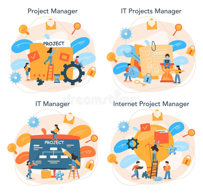 Project Management Concept Set. Successful Strategy, Motivation Stock ...