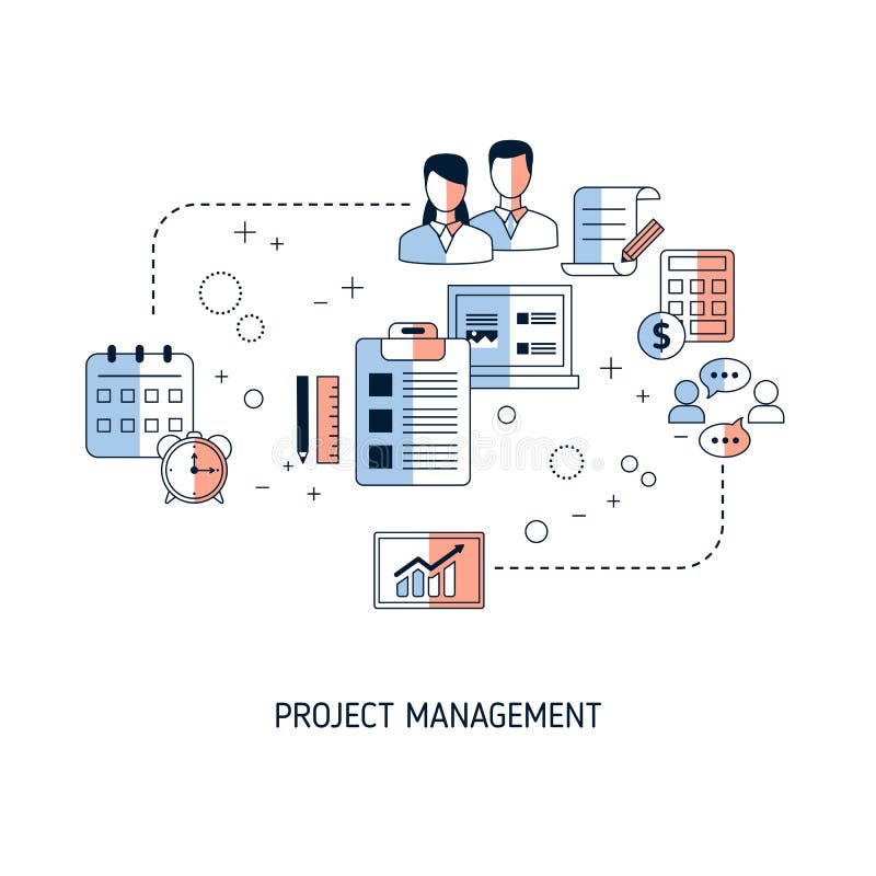 Project management concept stock vector. Illustration of computer ...