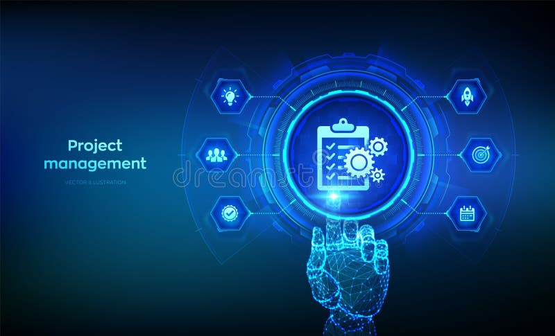 Project Management Concept on Virtual Screen. Effective Time Planning ...