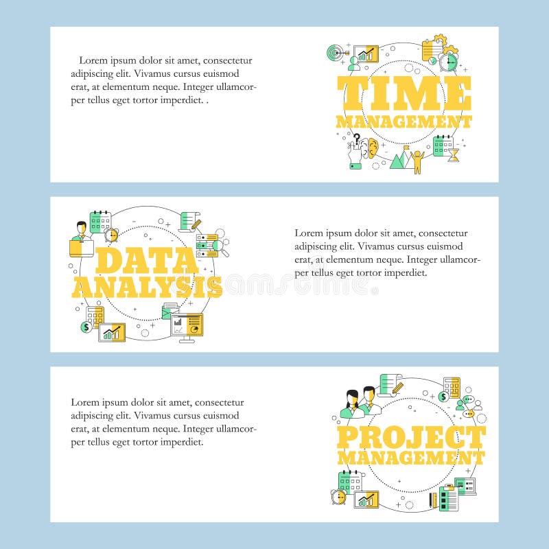 Project Management, Data Analysis and Time Management Stock Vector ...
