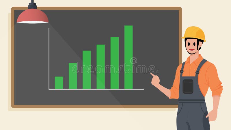 Project Management Data: Construction Worker Presenting Upward Trend ...