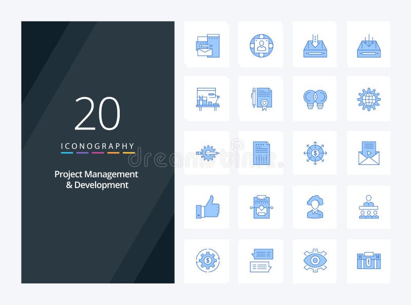 20 Project Management and Development Blue Color Icon for Presentation ...