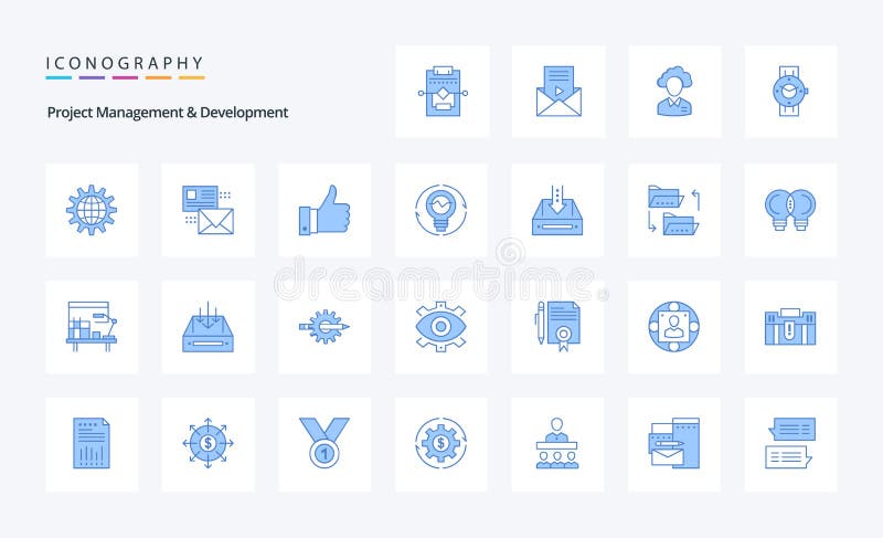 25 Project Management and Development Blue Icon Pack Stock Vector ...