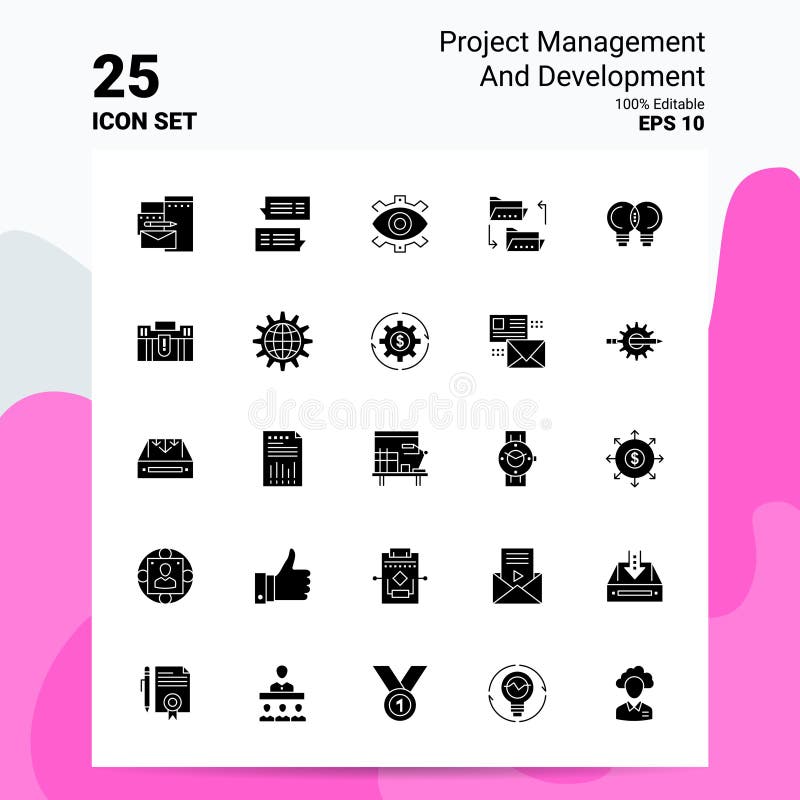 25 Project Management and Development Icon Set. 100 Editable EPS 10 ...