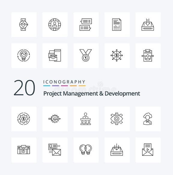 20 Project Management and Development Line Icon Pack Like Eye Teamwork ...