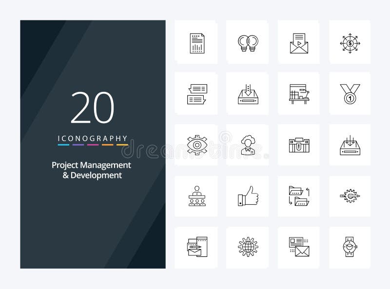 20 Project Management and Development Outline Icon for Presentation ...