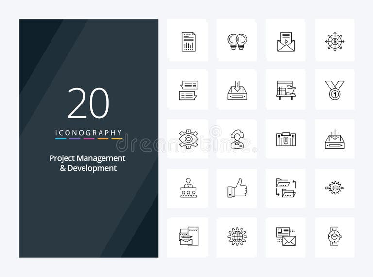 20 Project Management and Development Outline Icon for Presentation ...