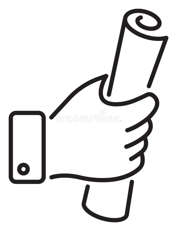 Project Management Hand, Paper Roll, Project Plan Vector Icon ...