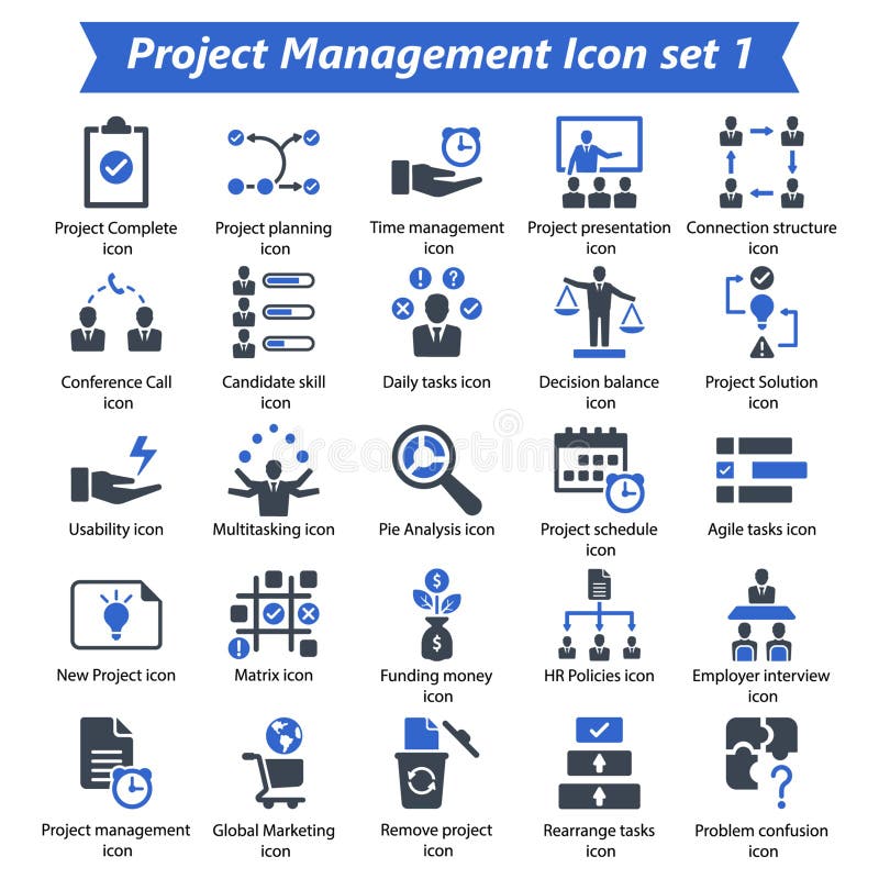 Project Management Icon Set 1 Stock Vector - Illustration of ...