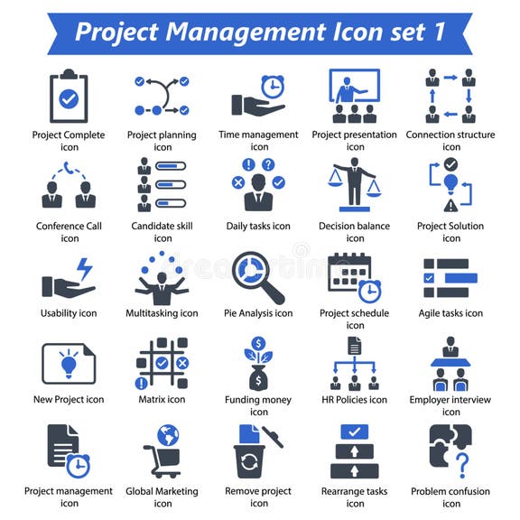 Project Management Icon Set 1 Stock Vector - Illustration of ...