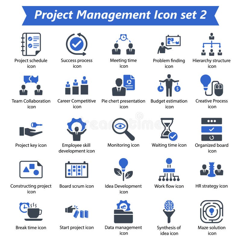 Project Management Icon Set 2 Stock Vector - Illustration of group ...