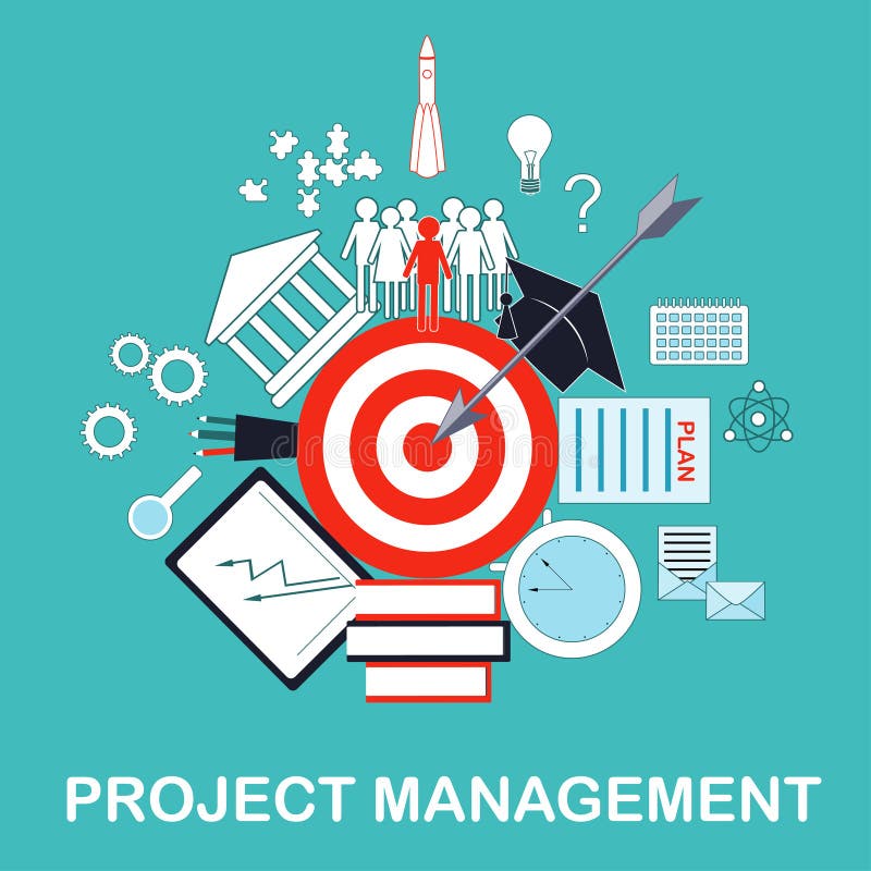 Project Management Illustration. Goal, Idea, Plan, Development ...