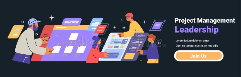 Project Management Leadership Teamwork Concept People Collaborating on ...