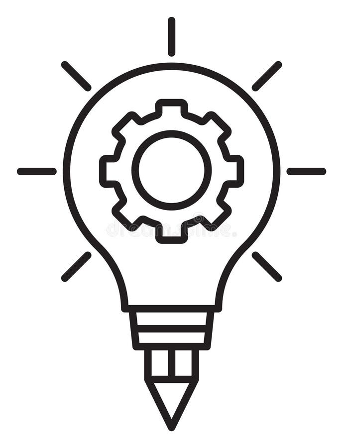 Project Management Light Bulb, Gear, Pencil, Creative Idea Vector Icon ...