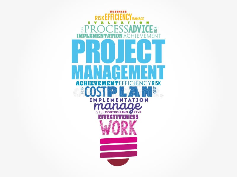PROJECT bulb word cloud stock illustration. Illustration of leadership ...