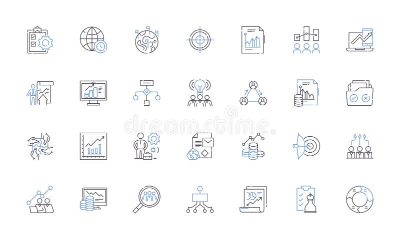 Project Management Line Icons Collection Planning Scheduling Execution Leadership