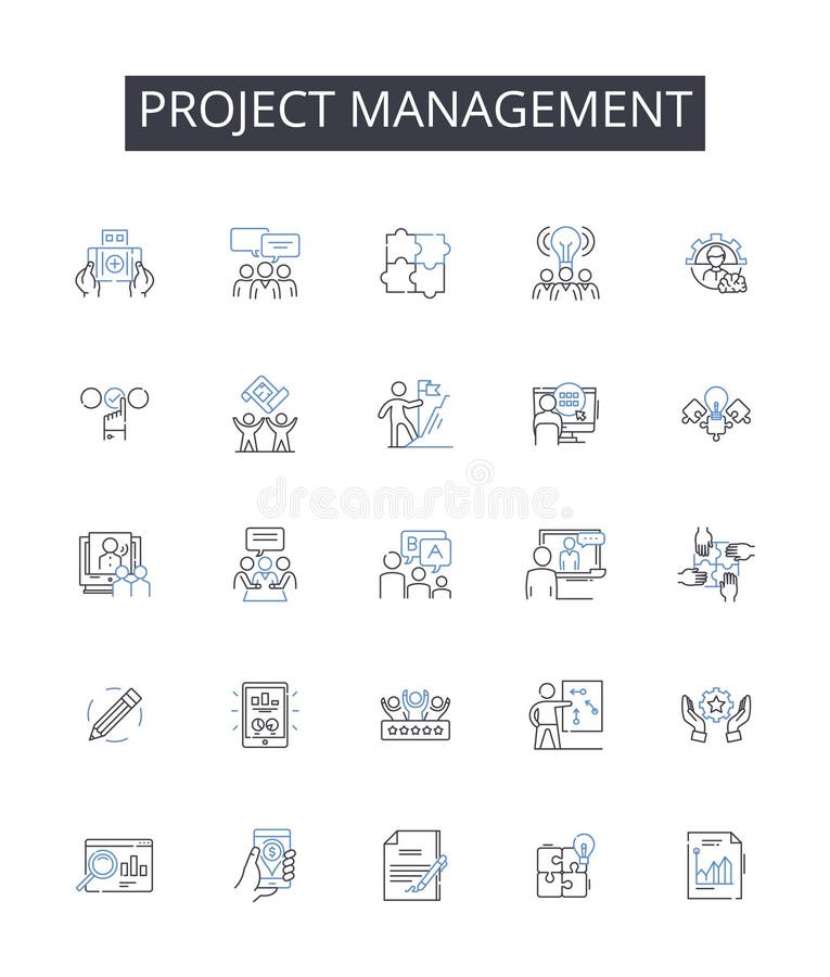 Project Management Line Icons Collection Time Management Resource Allocation Team Leadership