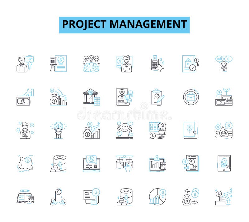 Project Management Linear Icons Set. Planning, Organizing, Scheduling ...