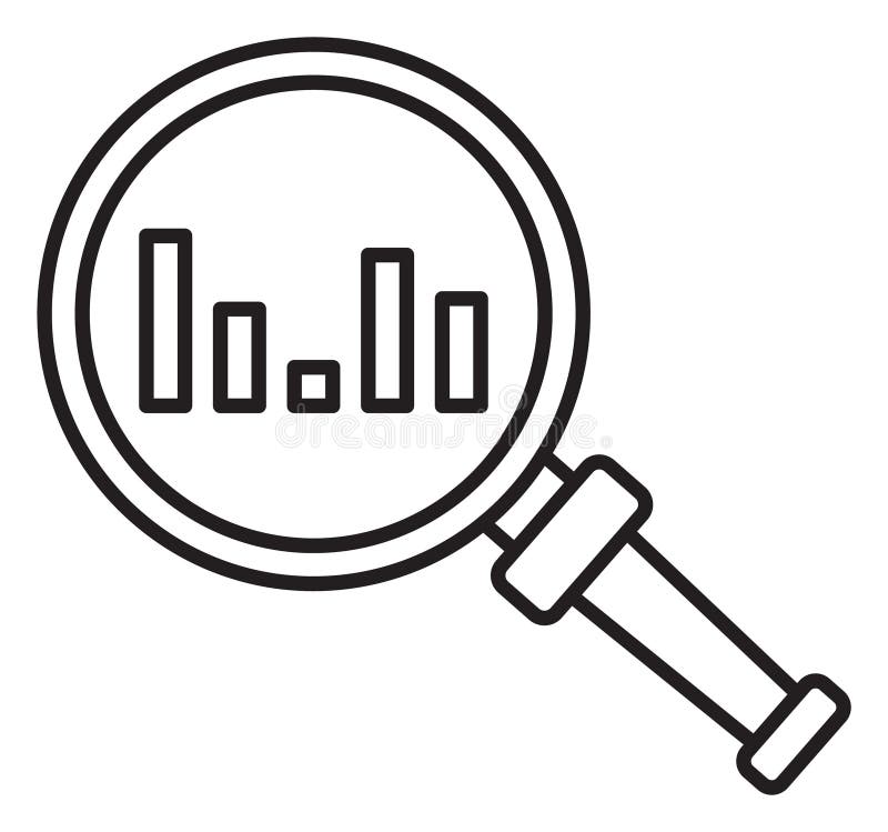 Project Management Magnifying Glass, Graph, Data Analytics Vector Icon ...