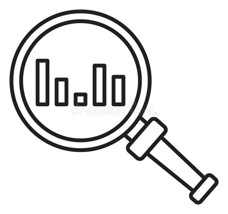 Project Management Magnifying Glass, Graph, Data Analytics Vector Icon ...