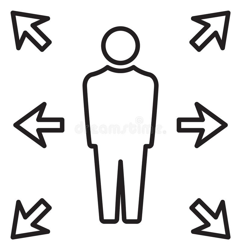 Project Management Man, Arrows, Social Network Vector Icon Illustration ...