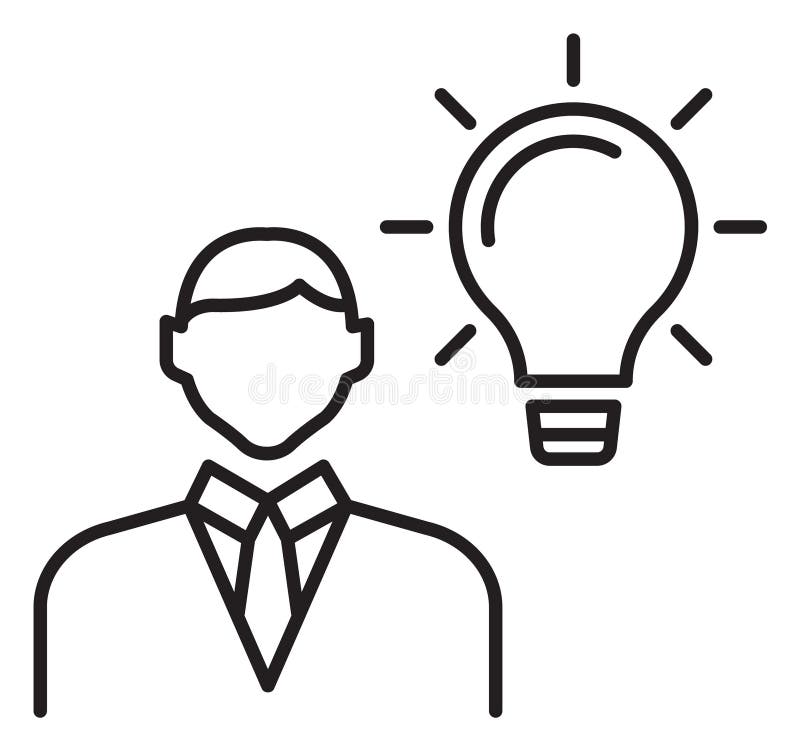 Project Management Man in Suit, Light Bulb, Good Idea Vector Icon ...
