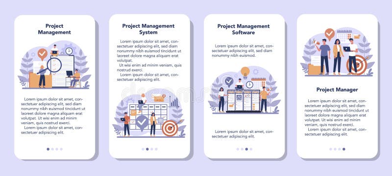 Project Management Mobile Application Banner Set. Successful Stock ...