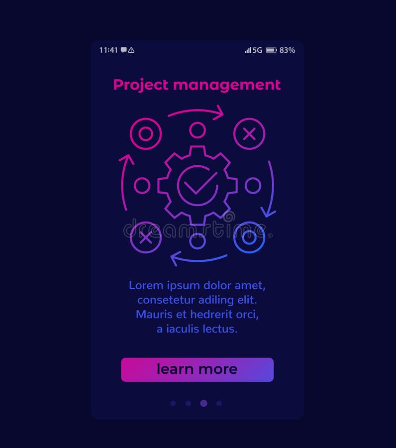 Project Management Mobile Banner with Line Icon Stock Vector ...